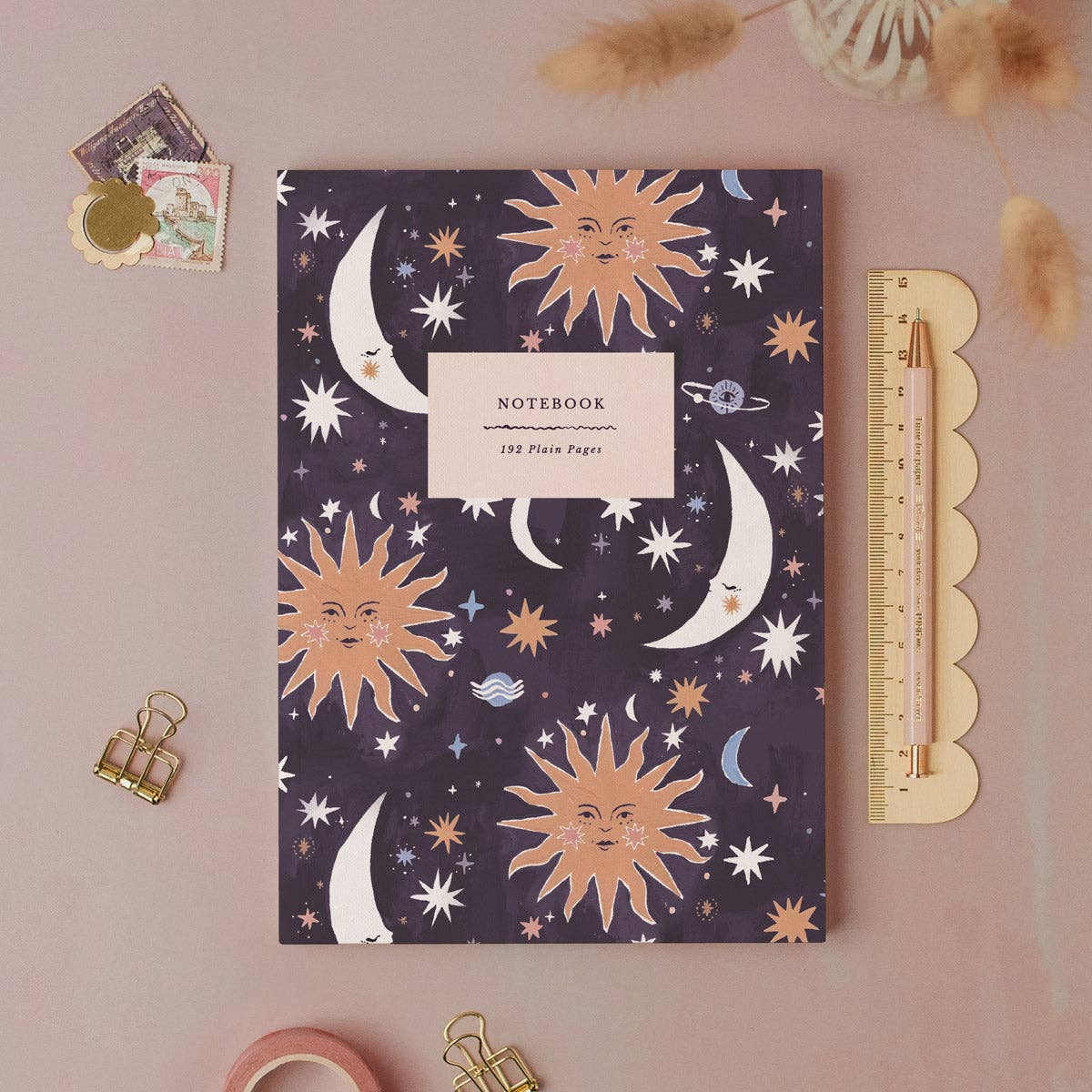 Sun And Moon Notebook | Plain Page Journal | Blank Notebooks – Mimosa ...